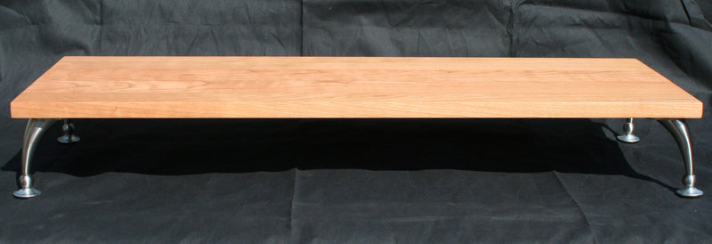 LED LCD TV Riser Stand Rustic Cottonwood Silver Metal Pillar Legs in M ...